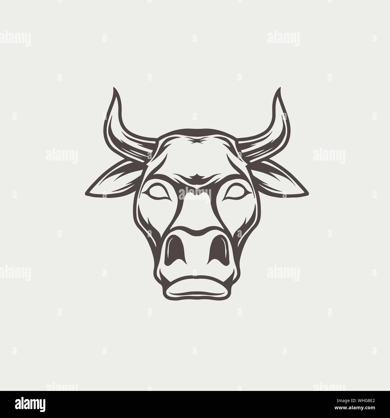 Vector logo, emblem, label template with black and white Bull head ...