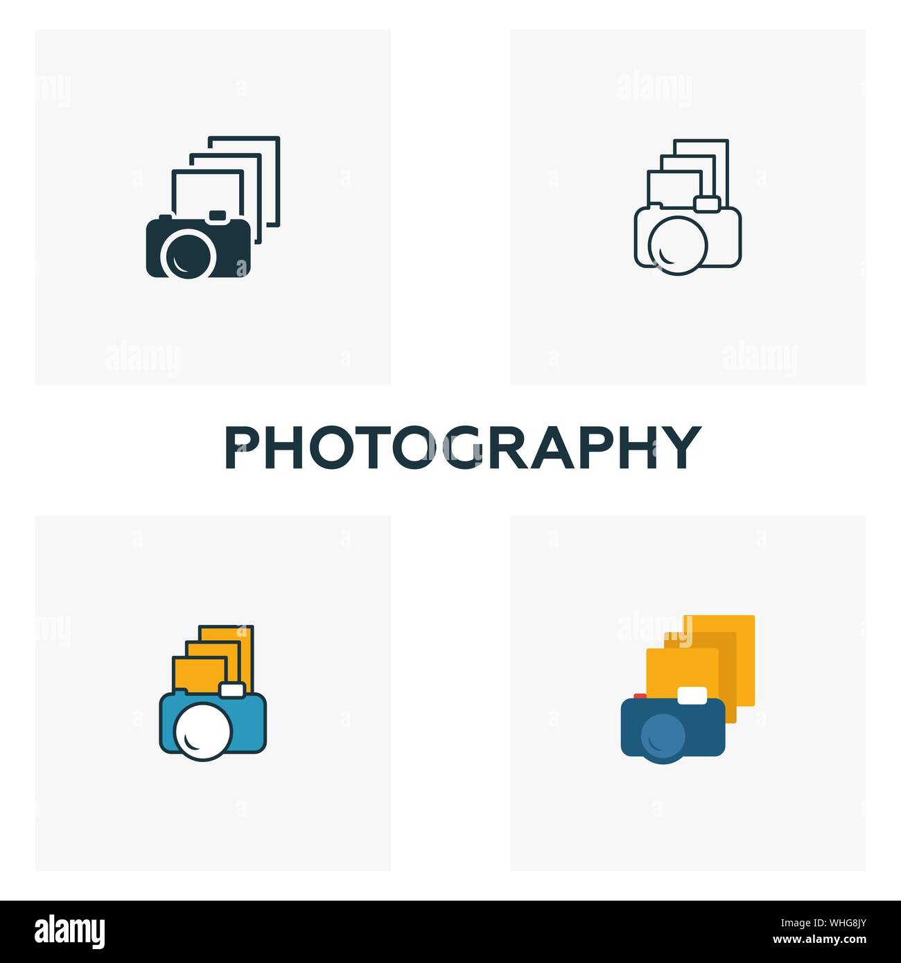 Photography icon set. Four elements in diferent styles from design ui ...
