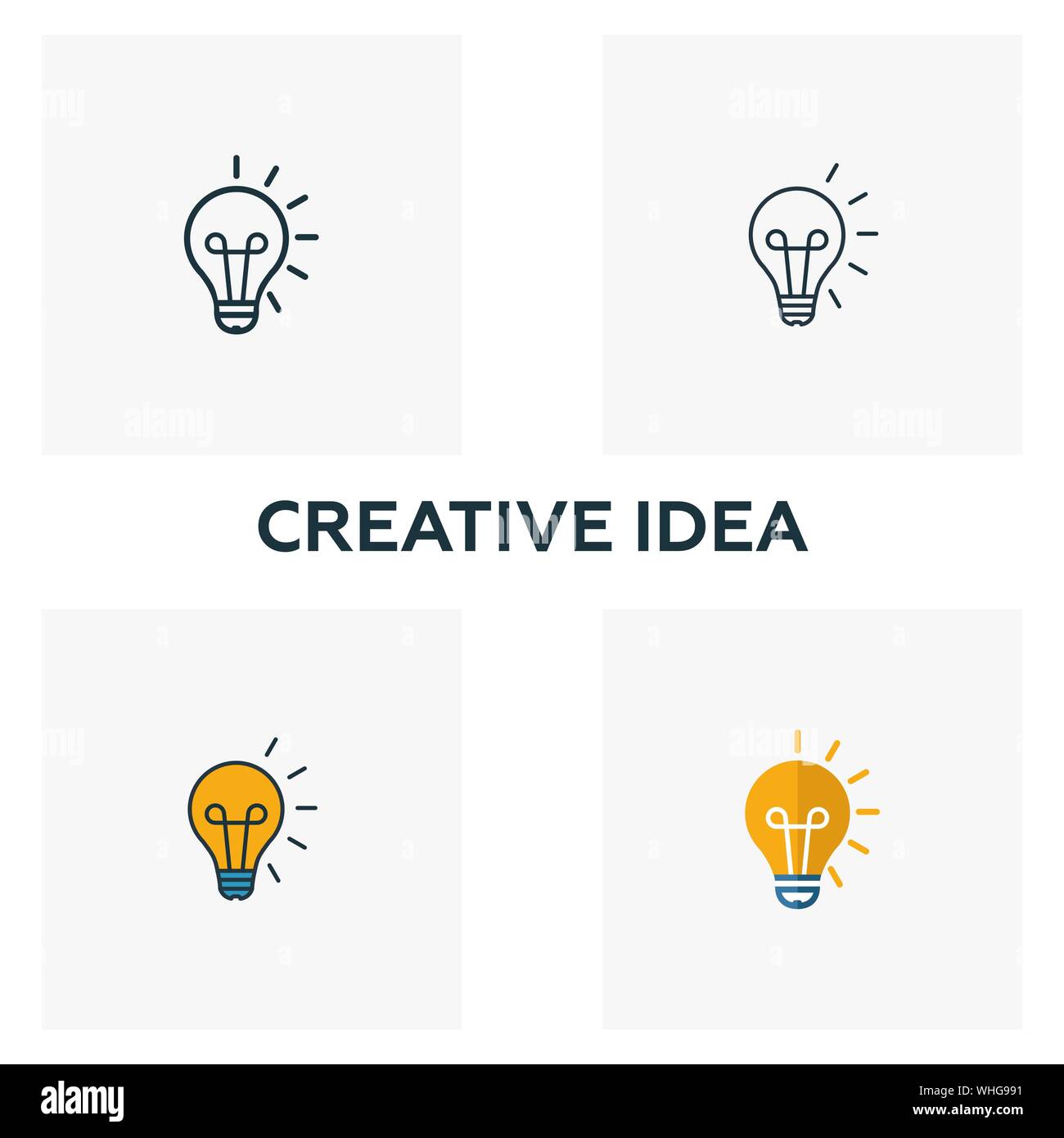 Creative Idea icon set. Four elements in diferent styles from design ui and ux icons collection ...
