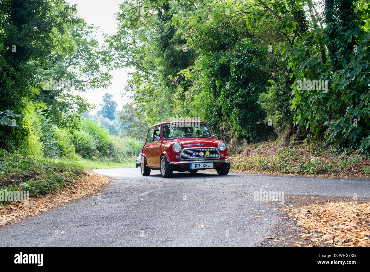 1997 Mini going to a classic car show in the Oxfordshire countryside ...