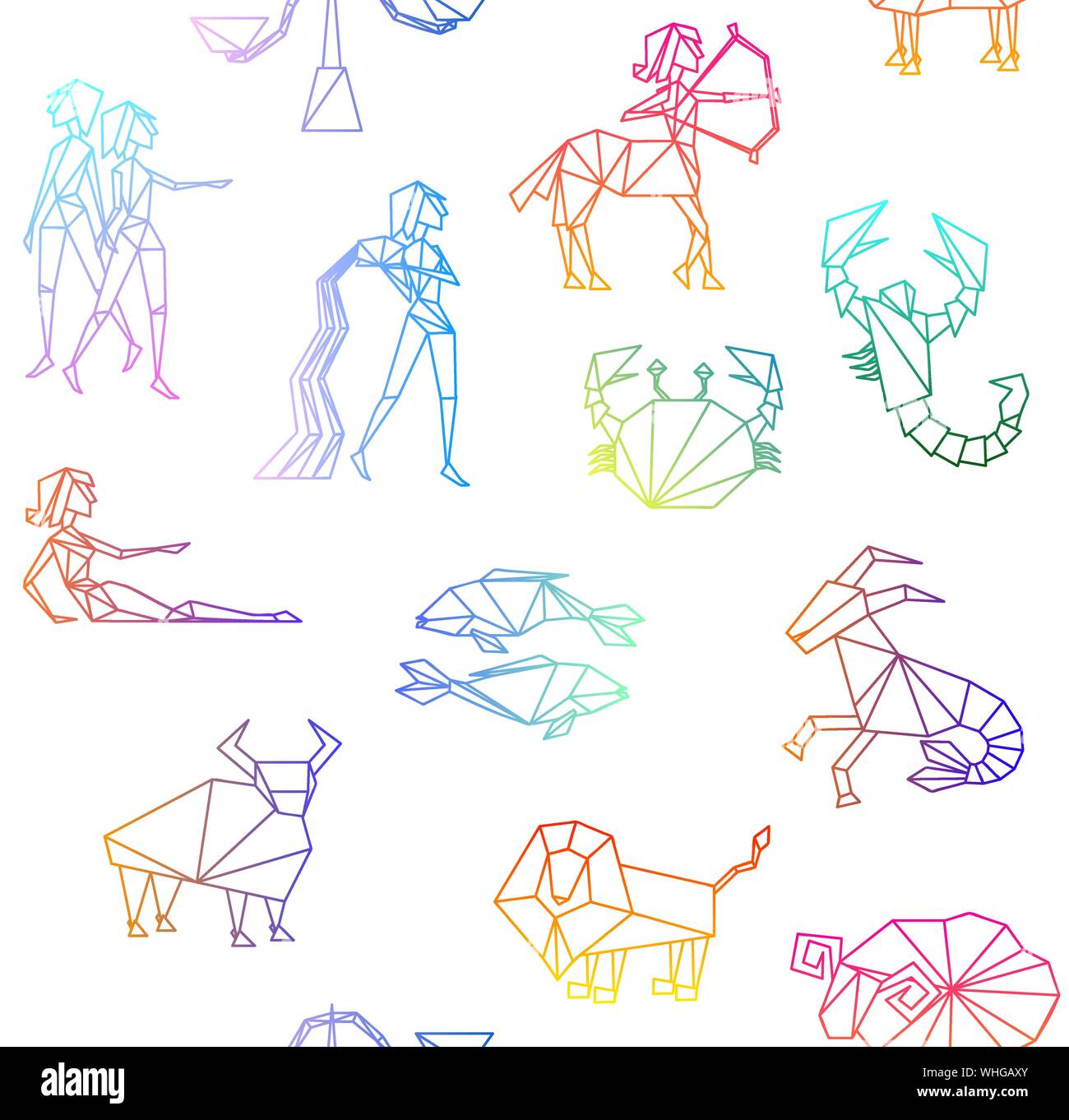 Zodiac signs line art seamless pattern Stock Vector Image & Art - Alamy