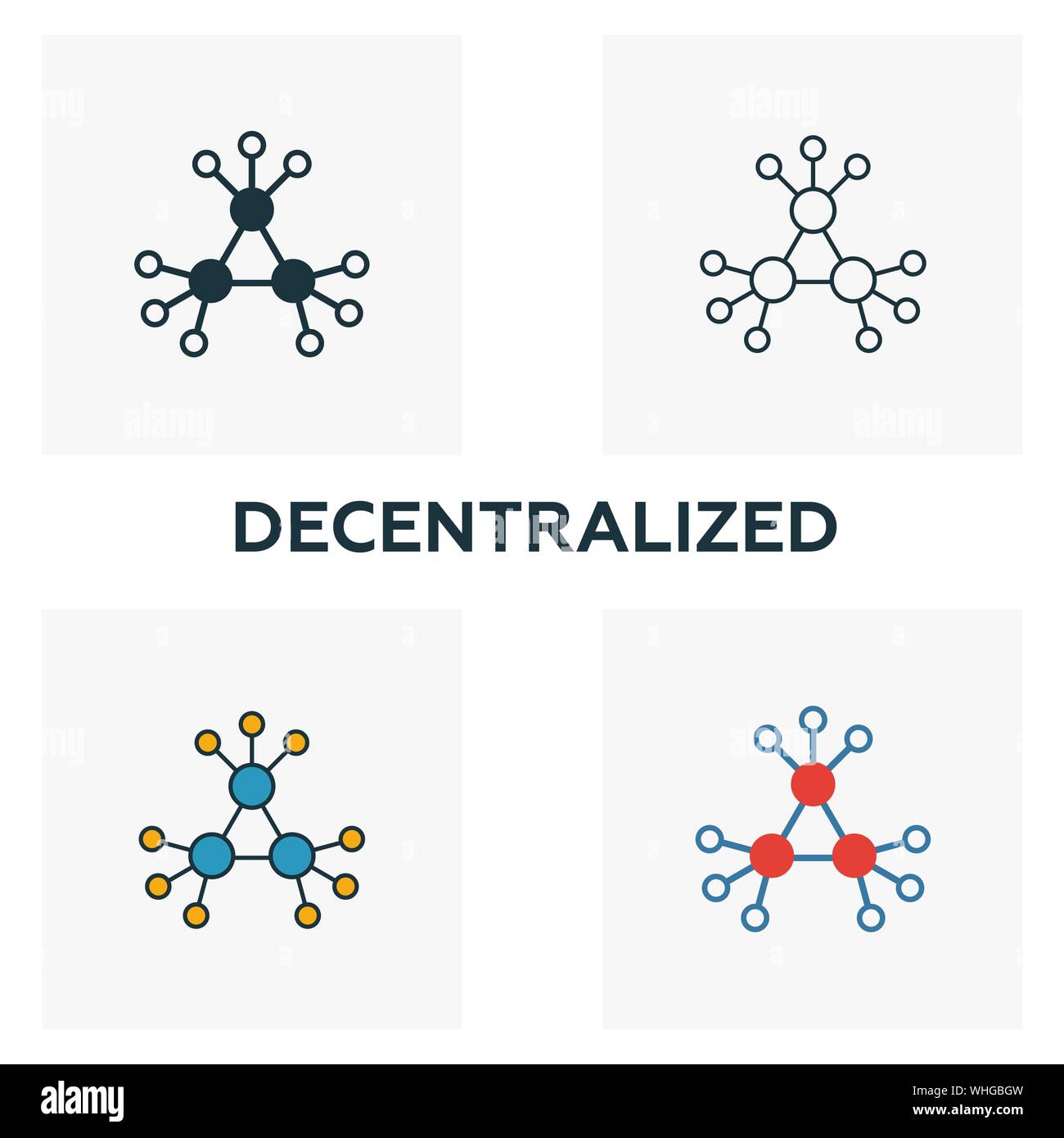 Decentralized Icon Set Four Elements In Diferent Styles From Crypto Currency Icons Collection