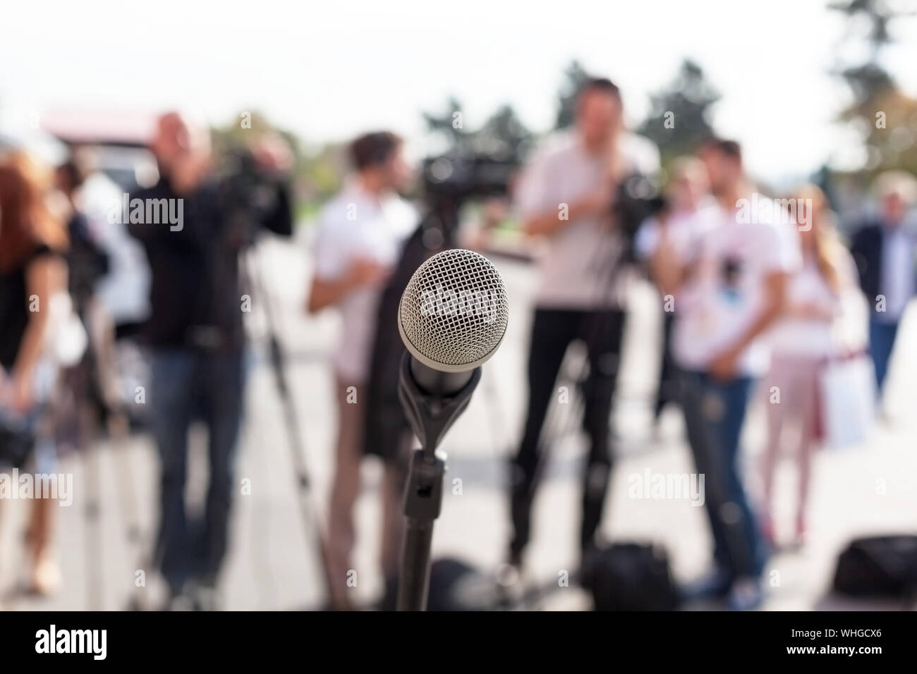 Microphone crowd communication standing hi-res stock photography and ...