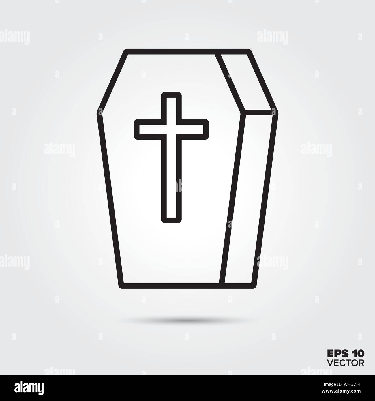 Coffin outline style icon. Halloween celebration symbol. Spooky cartoon ...