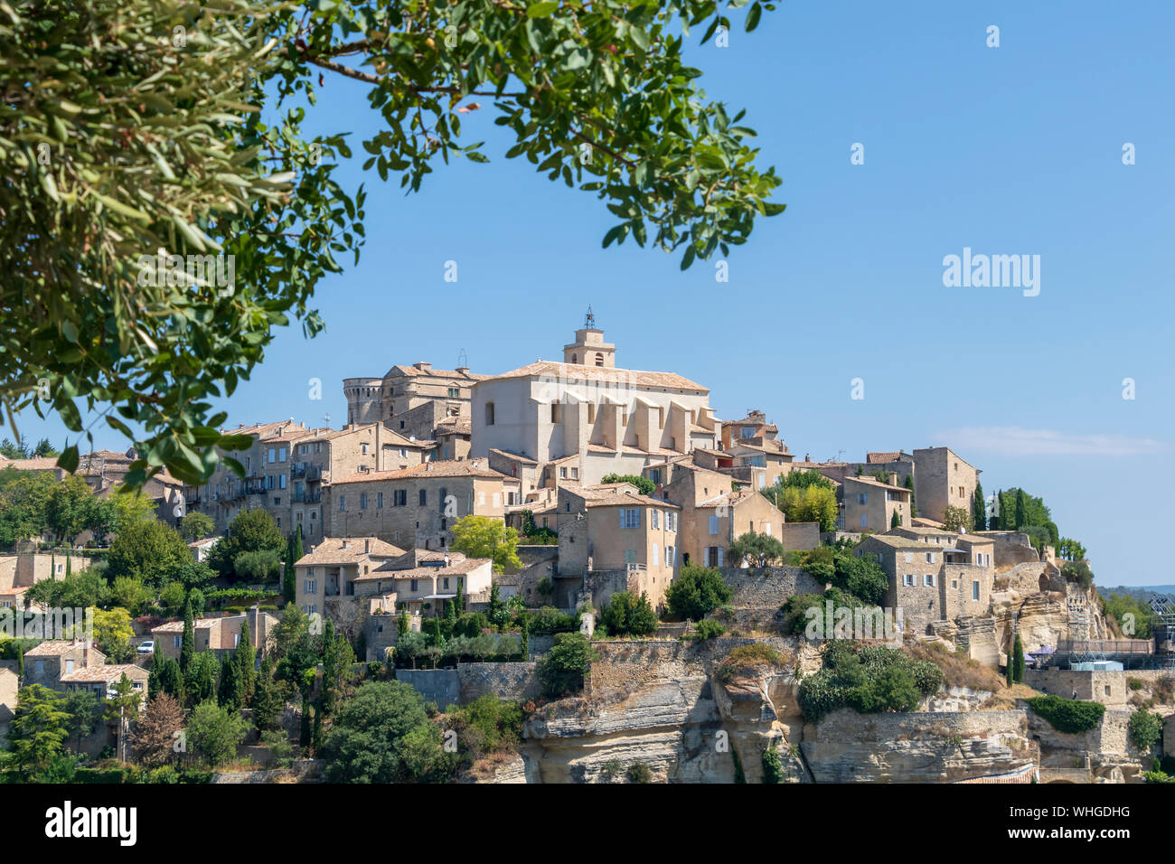 Gordes beautiful old village with pastel buildings on the hill ...