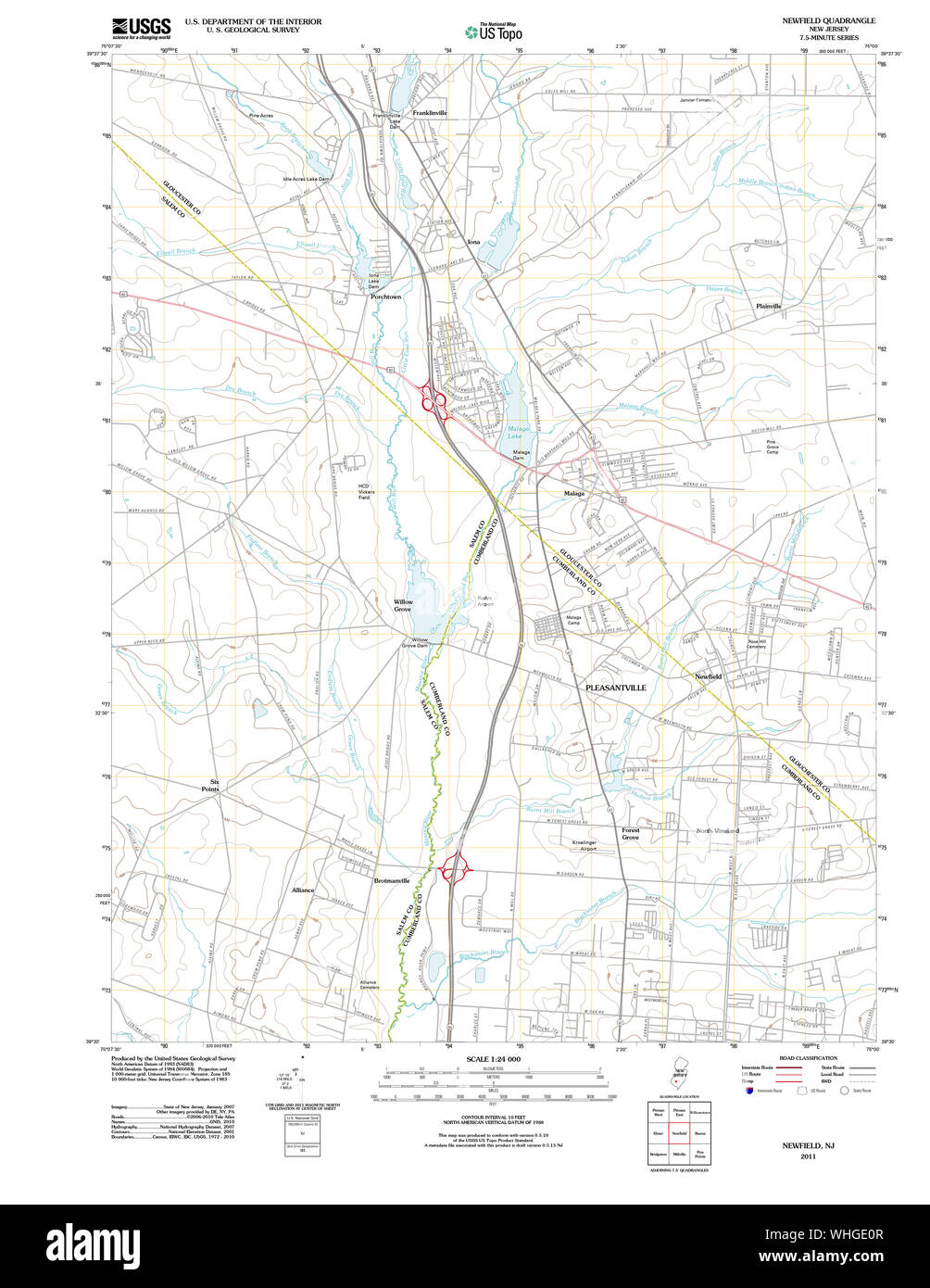 USGS TOPO Map New Jersey NJ Newfield 20110502 TM Restoration Stock ...
