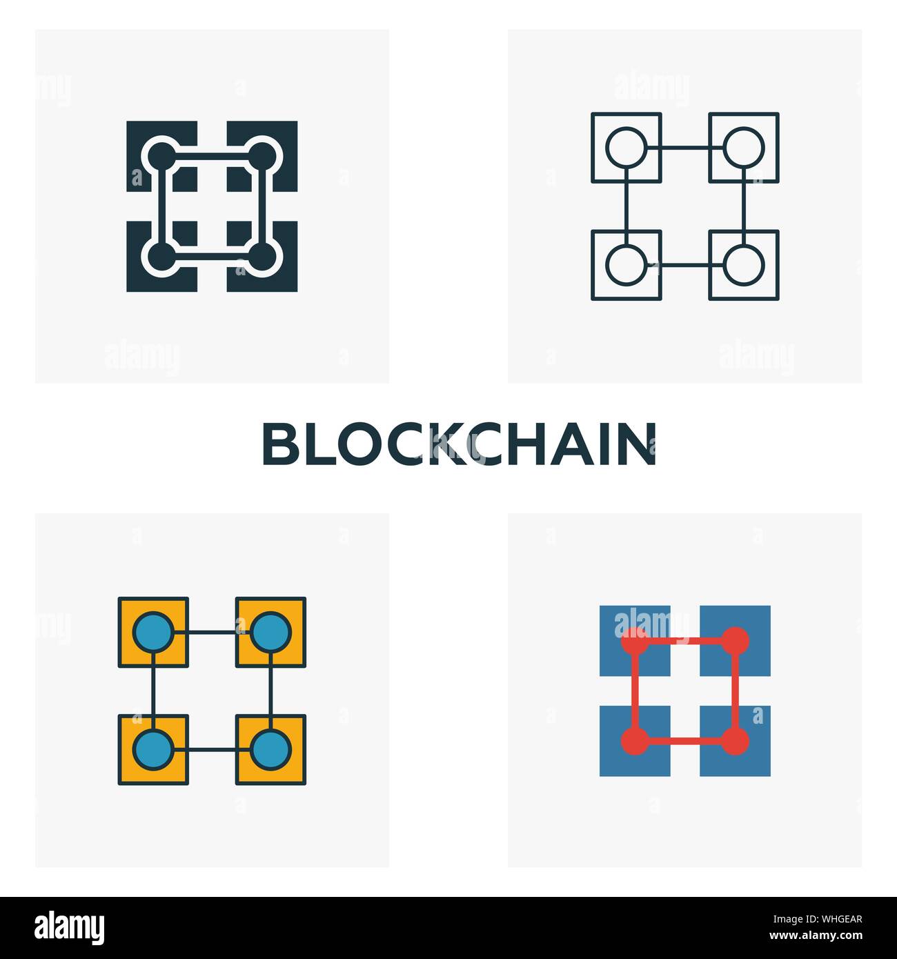 Blockchain Icon Set Four Elements In Diferent Styles From Crypto 6338