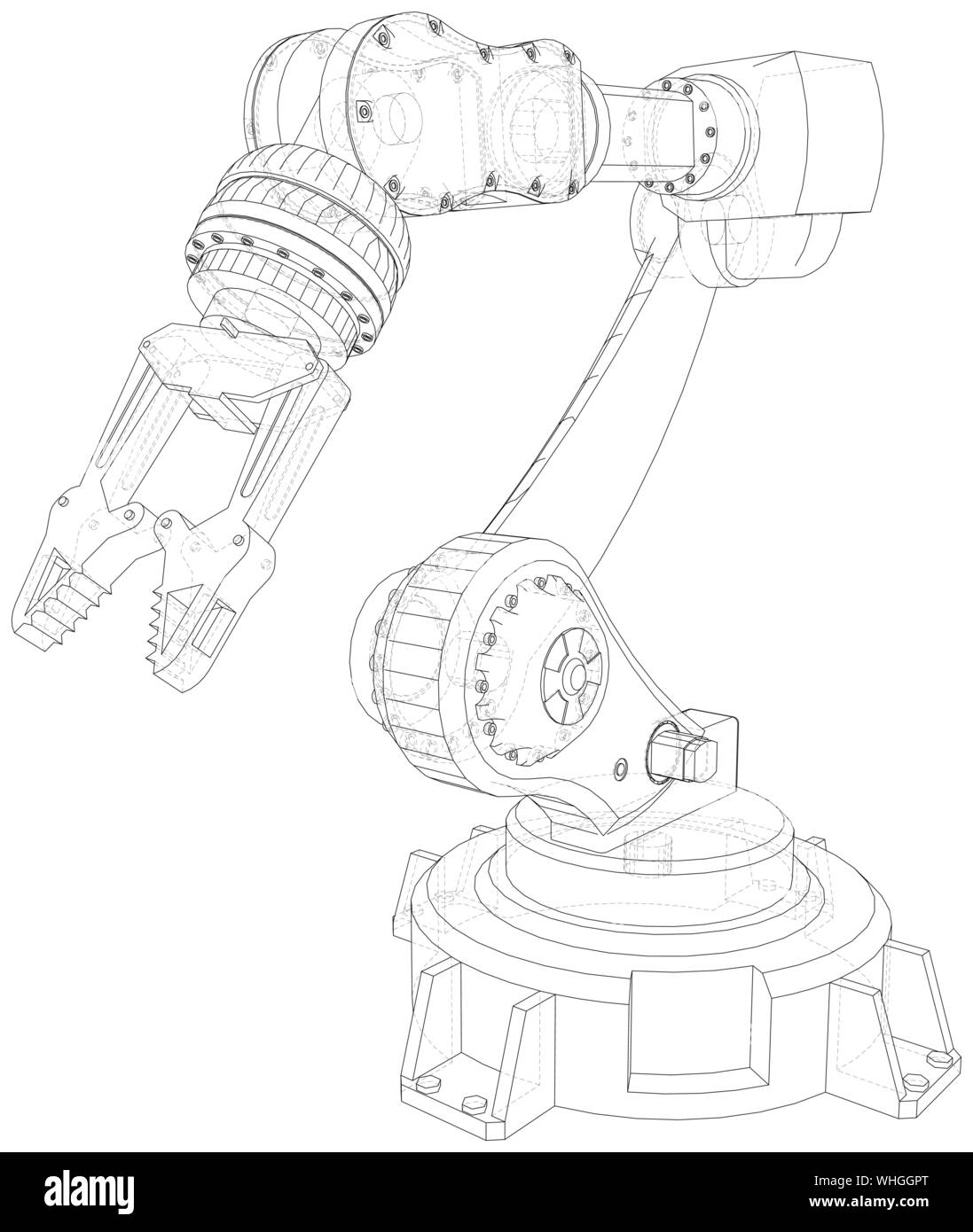 Robot hand wire-frame. Vector illustration. Tracing illustration of 3d ...
