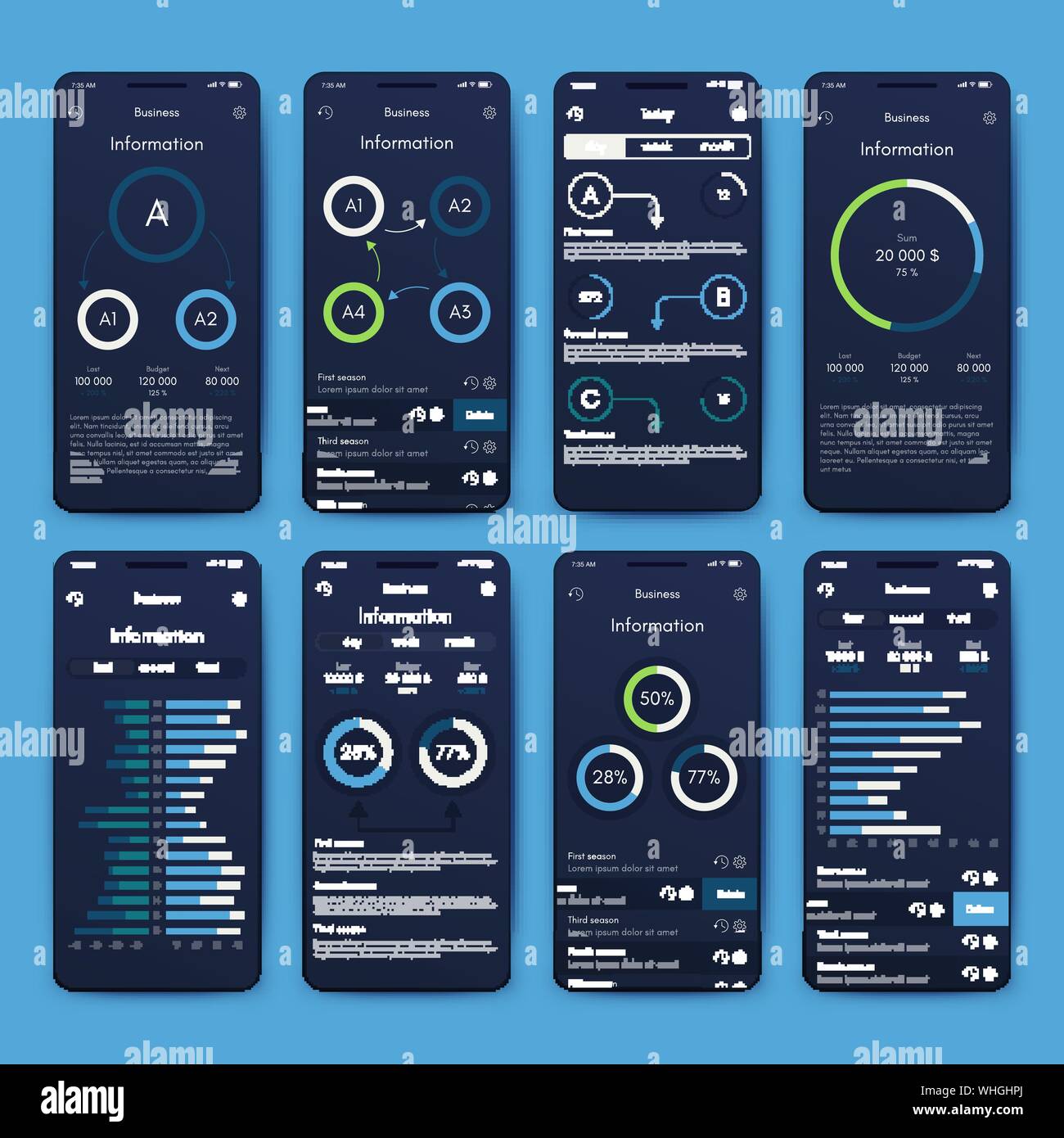 Vector graphics set mobile infographics. Template for creating mobile ...