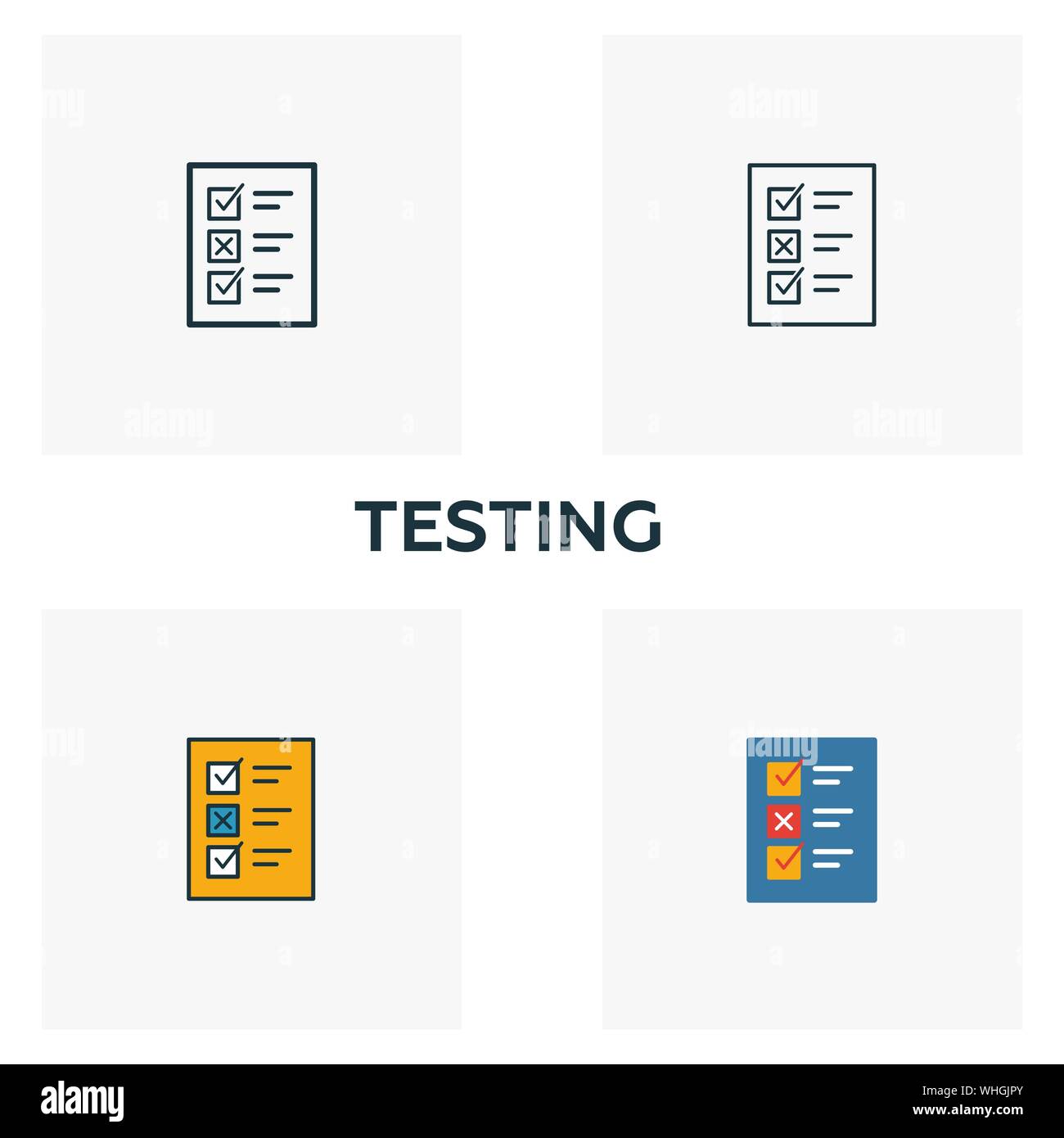 Testing icon set. Four elements in diferent styles from design ui and ...