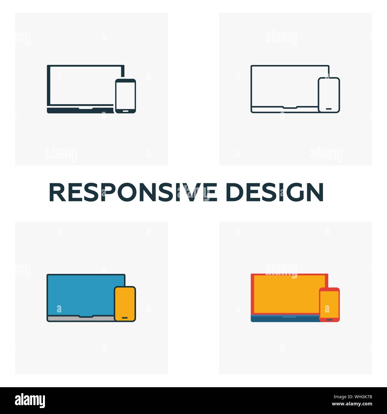 Responsive Design icon set. Four elements in diferent styles from design ui and ux icons ...