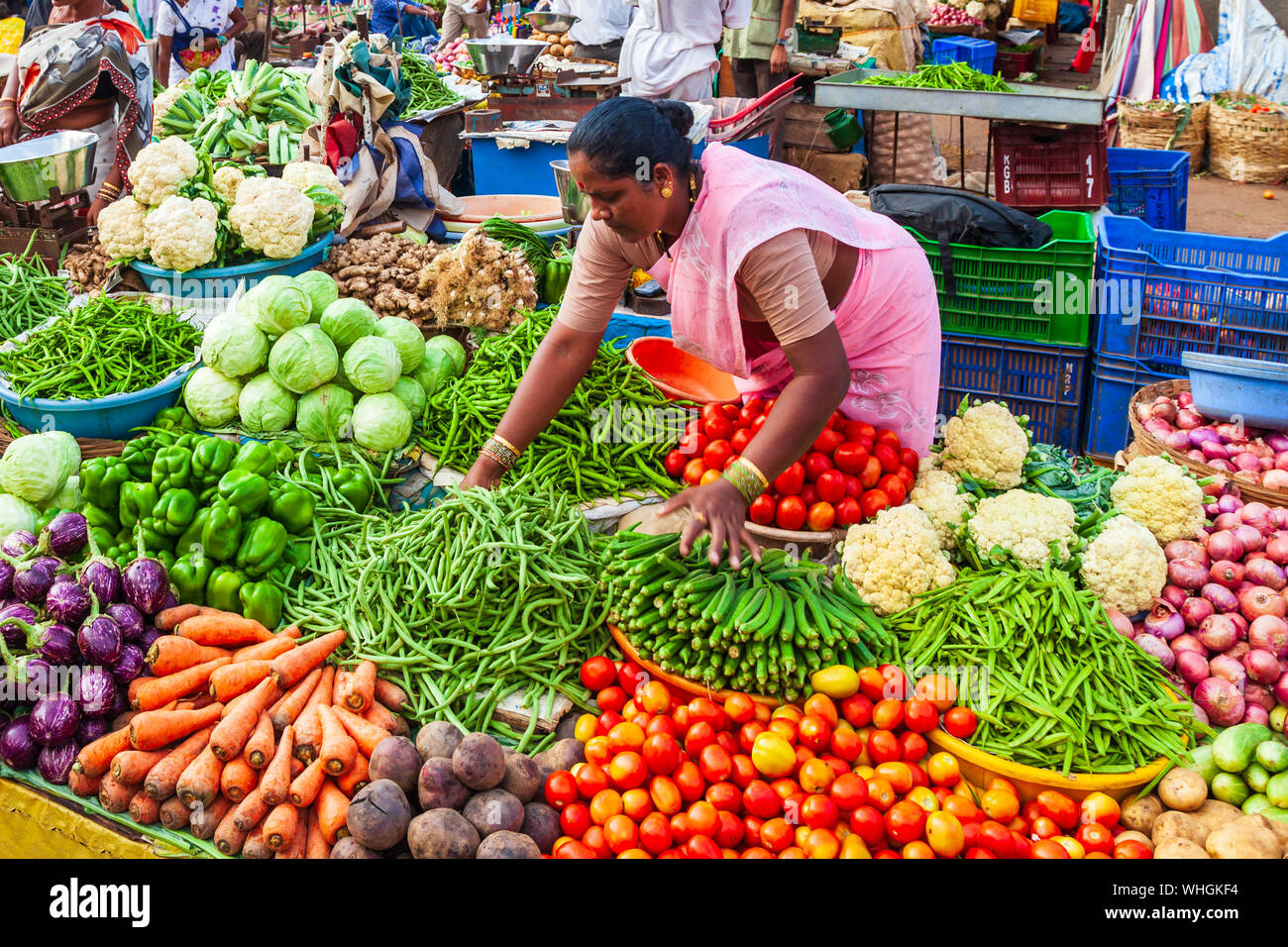 GOA, INDIA - APRIL 06, 2012: Fruts and vegetables at the local market ...