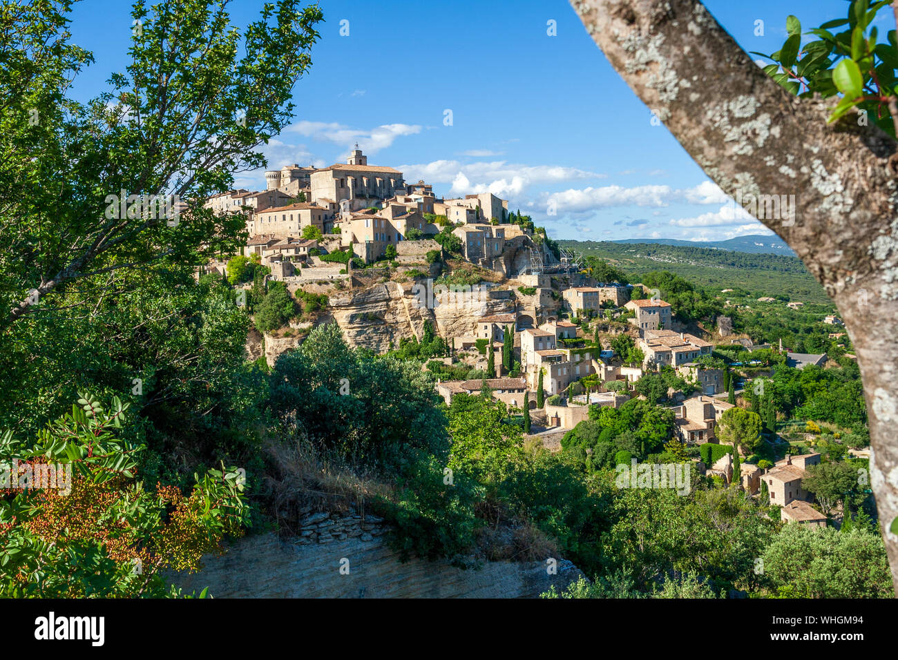 View of Gordes village and the landscape in the Provence, France Stock ...