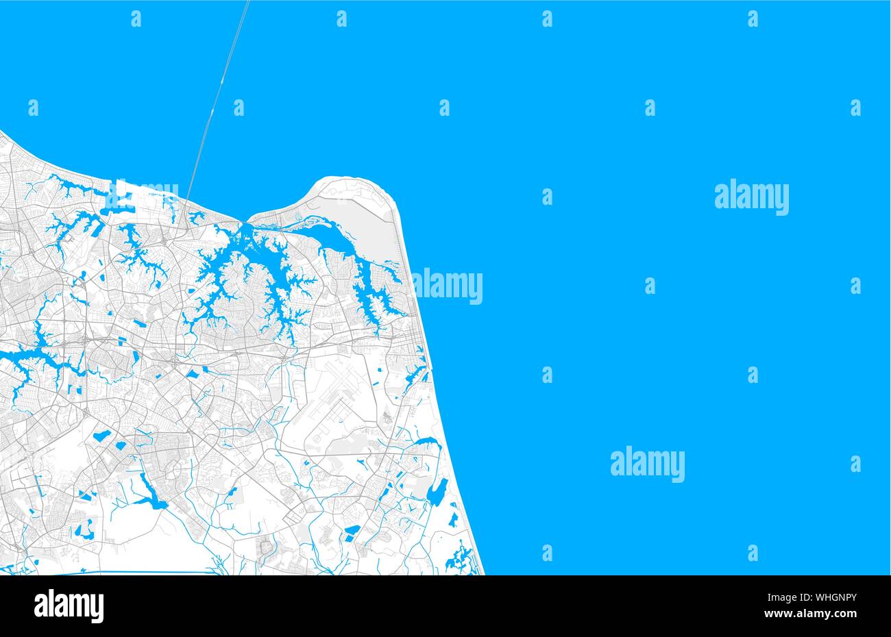 Rich detailed vector area map of Virginia Beach, Virginia, U.S.A.. Map ...