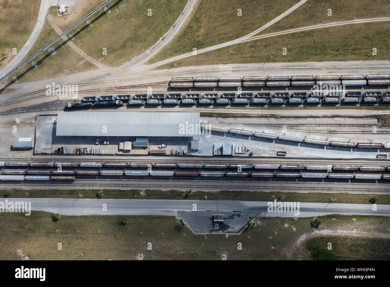 Aerial view of rail yard hi-res stock photography and images - Alamy