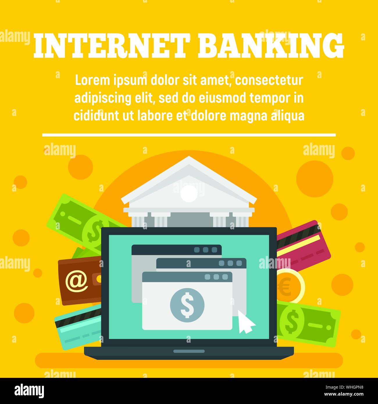 Credit card internet banking concept banner. Flat illustration of ...