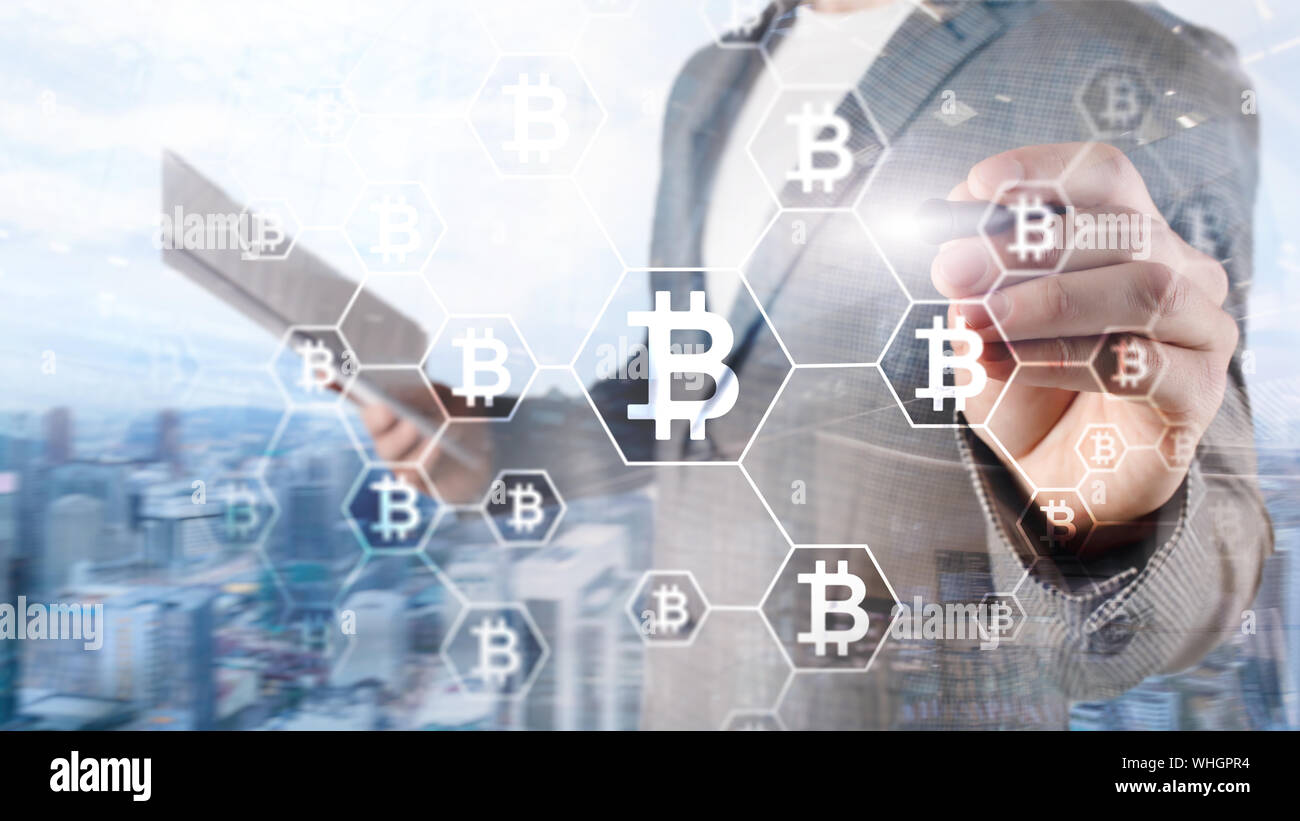 Bitcoin, Blockchain concept on server room background Stock Photo - Alamy