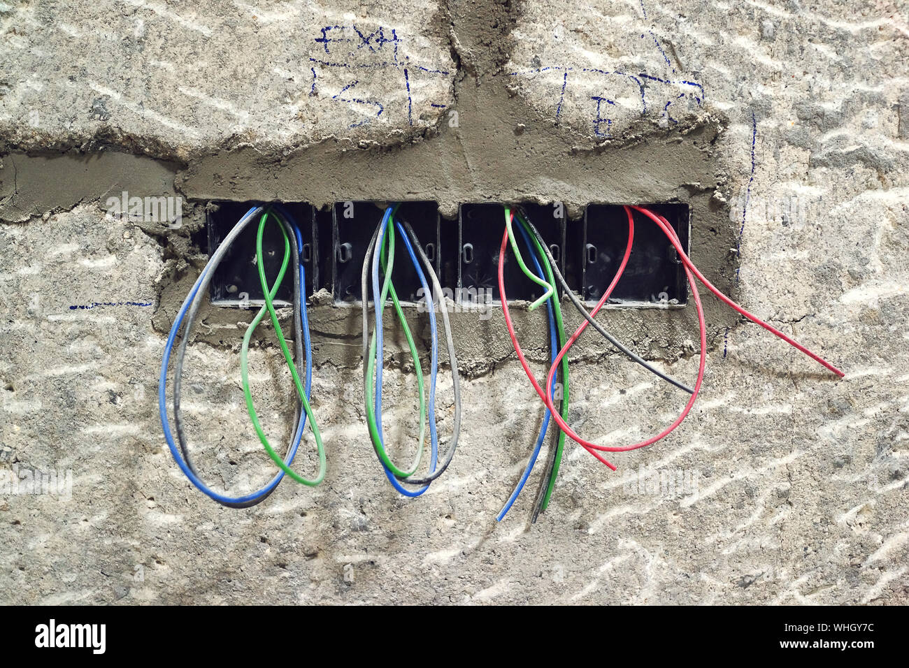 Cable concrete wall on construction High Resolution Stock Photography ...