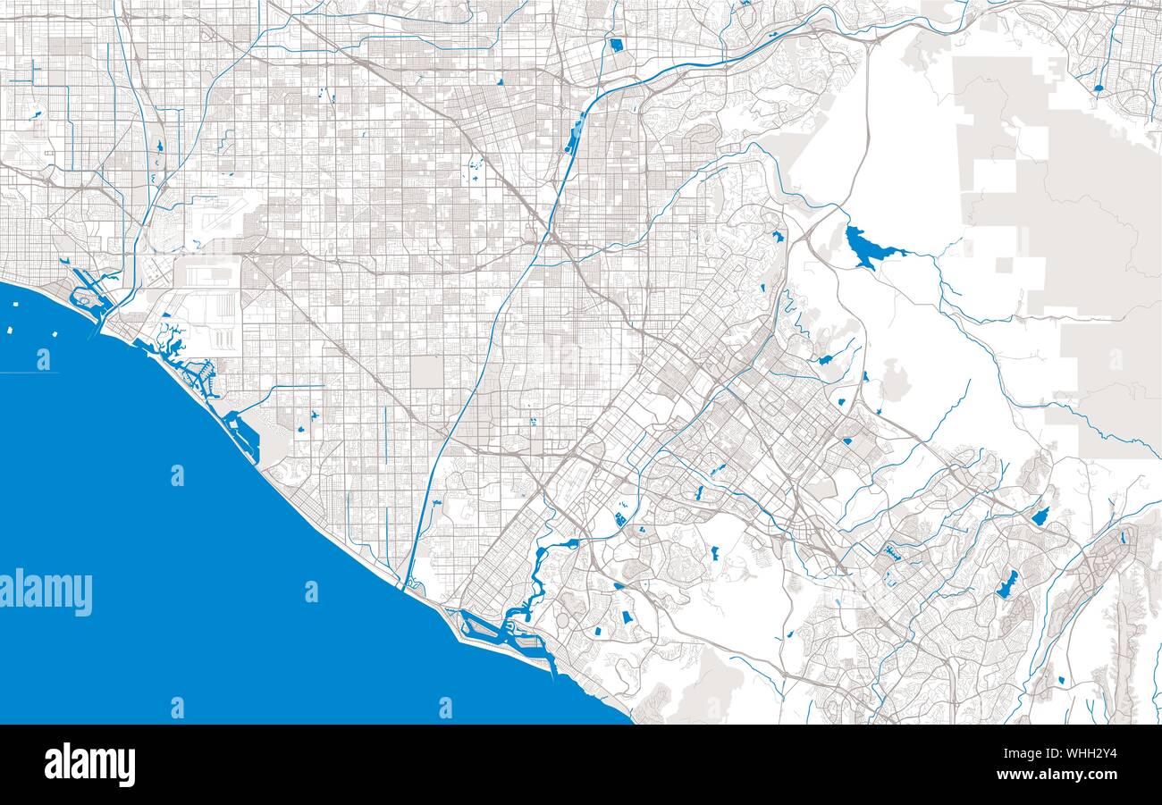 Rich detailed vector area map of Santa Ana, California, U.S.A.. Map ...