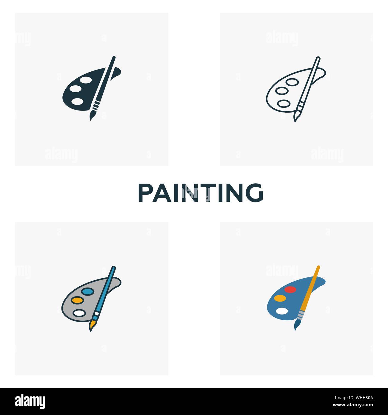 Painting icon set. Four elements in diferent styles from design ui and ...