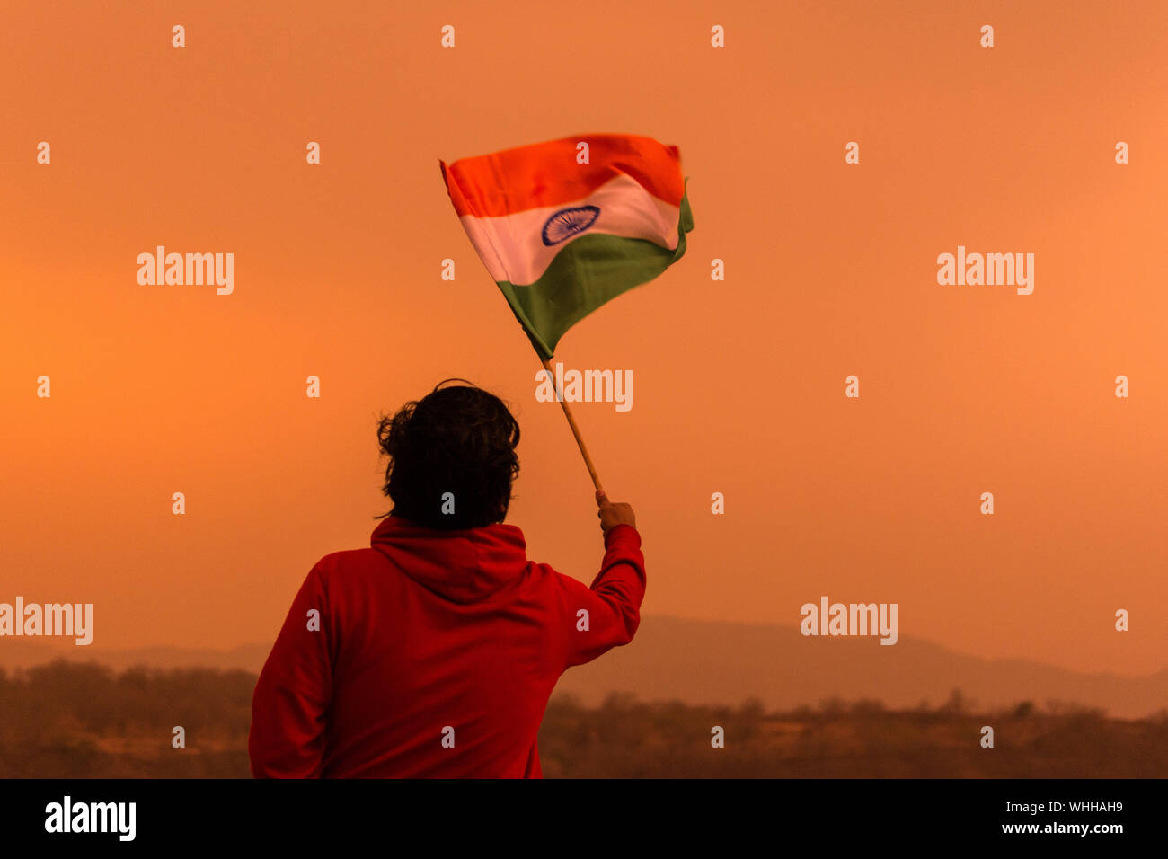 Indian man holding flag hi-res stock photography and images - Alamy