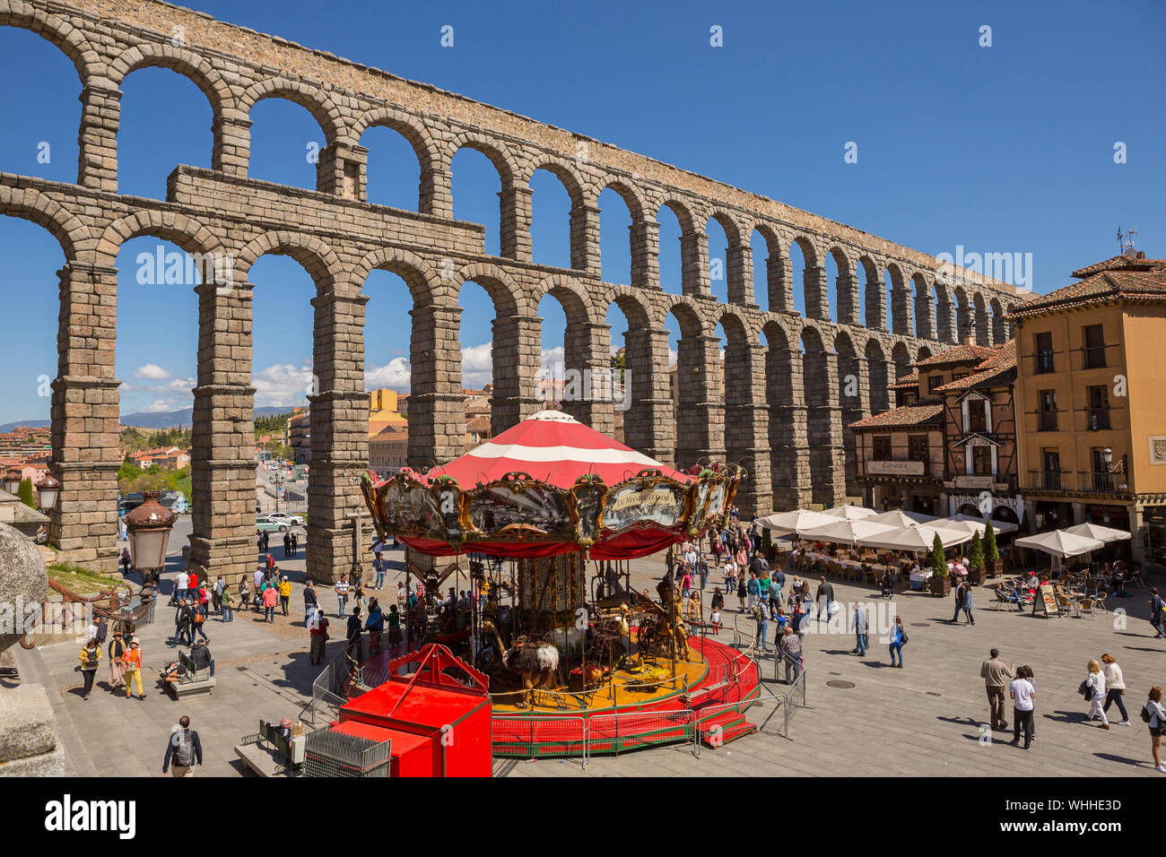 SEGOVIA, SPAIN - April 27, 2019: Landscape of Roman Aqueduct, the ...