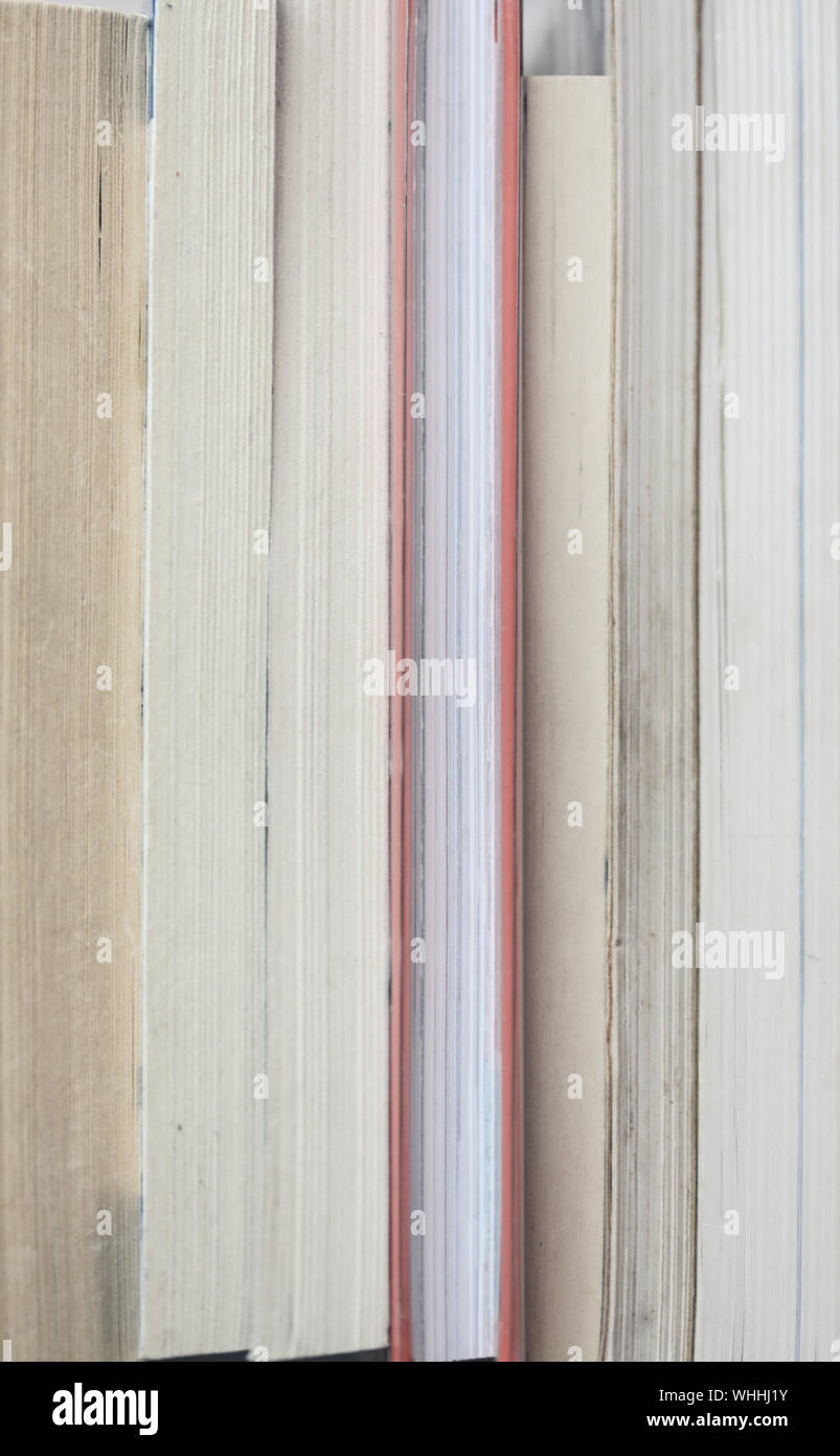 A vertical stack of books. An old pile of books completely fill the ...