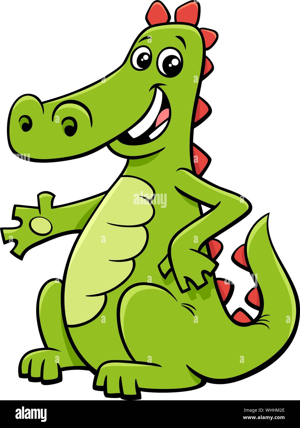 Cartoon Illustration of Funny Dragon Fantasy Animal Character Stock ...