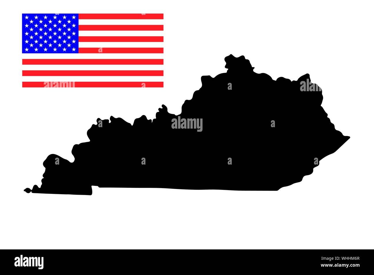 Map of the U.S. state of Kentucky with American Flag.Vector ...