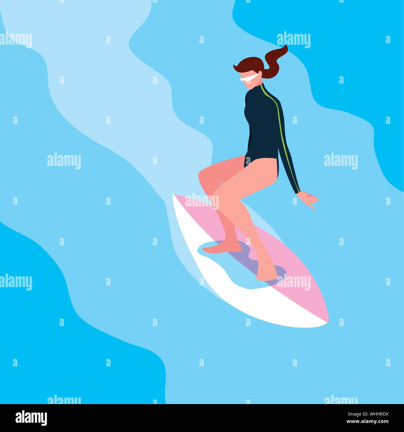 Woman character surf board vector hi-res stock photography and images ...