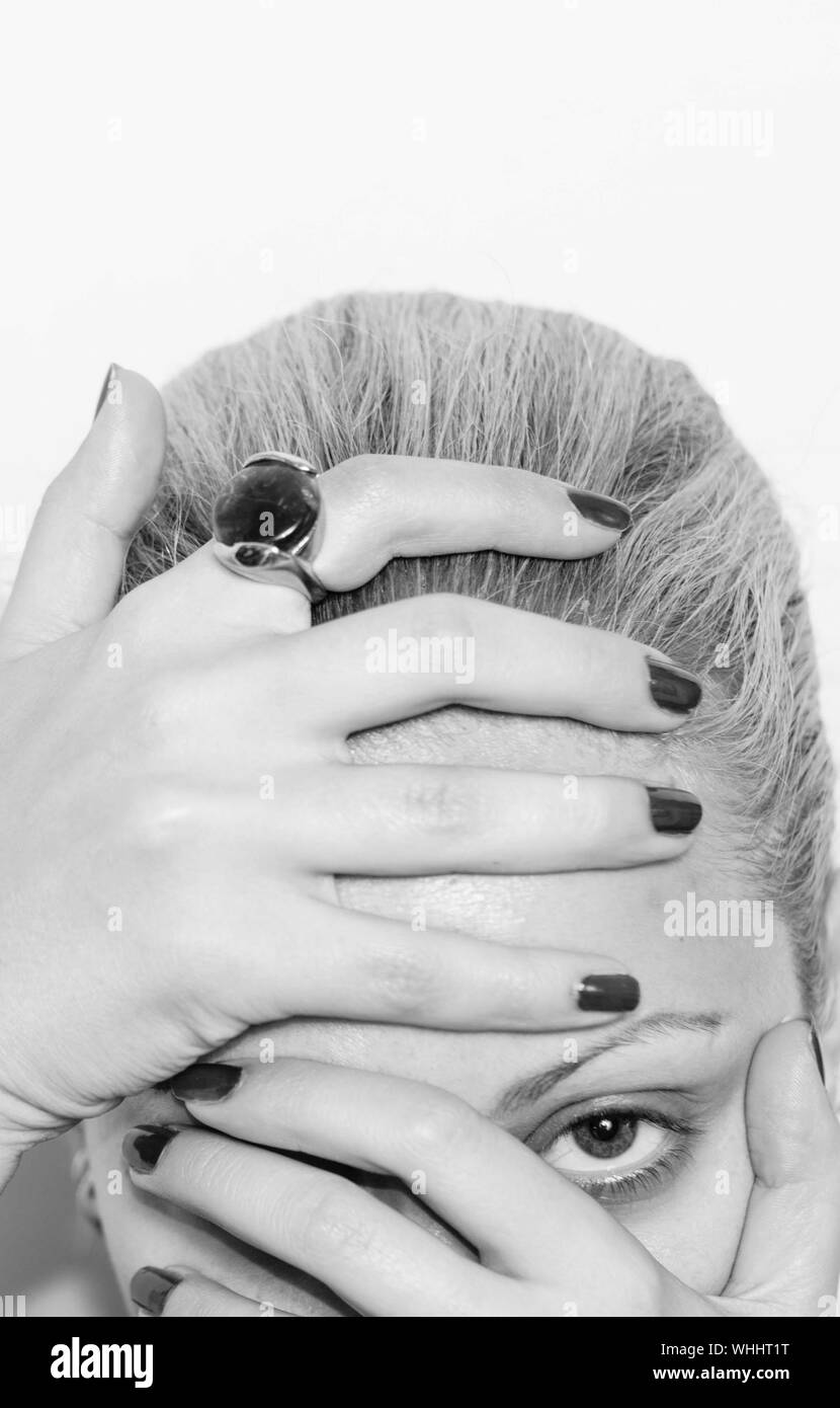Person touching forehead hi-res stock photography and images - Alamy