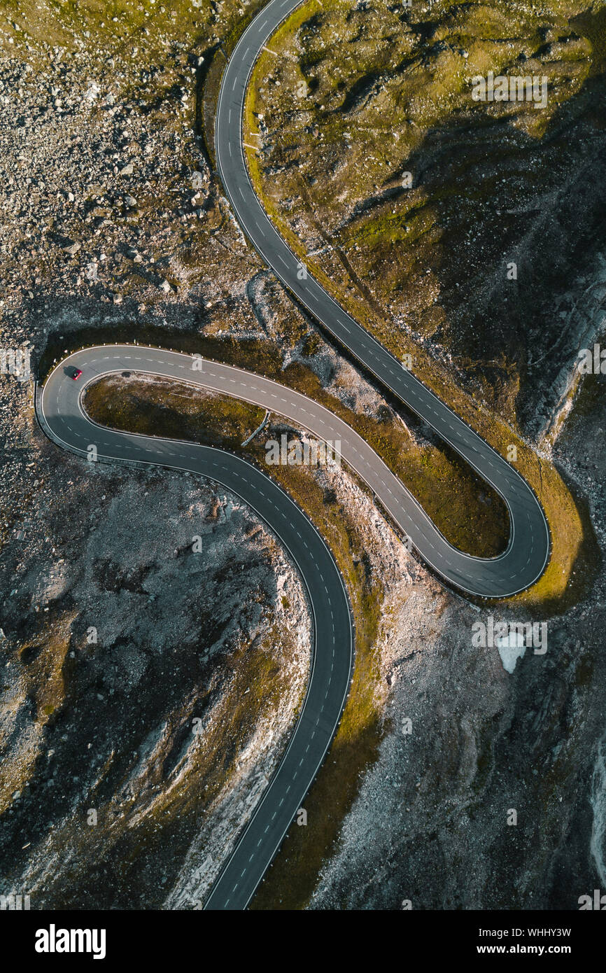 Aerial view the winding road hi-res stock photography and images - Alamy