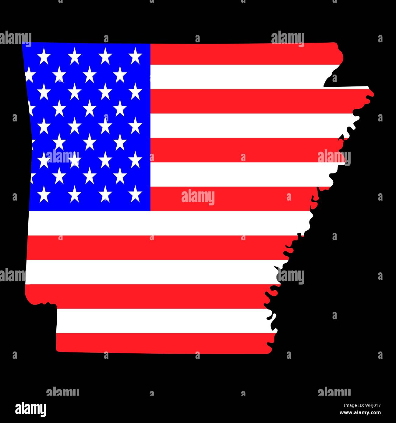 Map of the U.S. state of Arkansas with American Flag.Vector ...