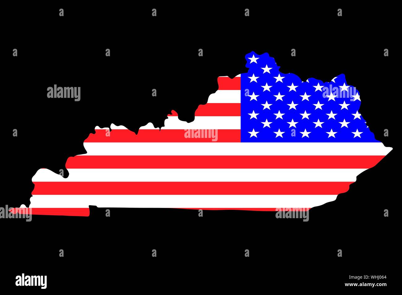 Map of the U.S. state of Kentucky with American Flag.Vector ...