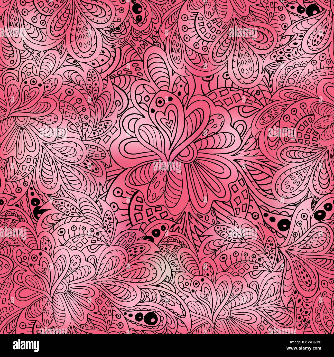 Doodle seamless pattern pink colored Stock Vector Image & Art - Alamy