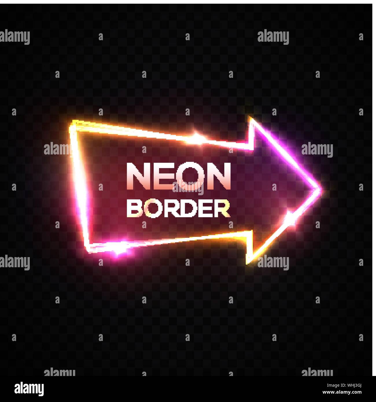 Neon arrow pointer on dark transparent background Stock Vector Image ...