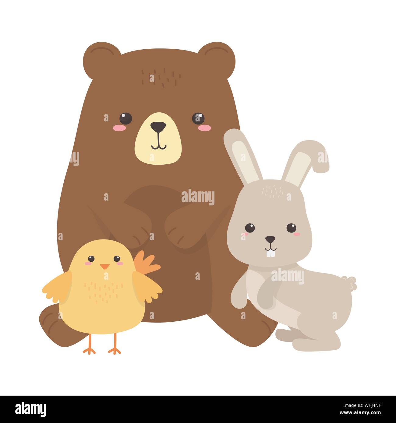 Bear rabbit and chicken cartoon design, Animal cute zoo life nature and ...