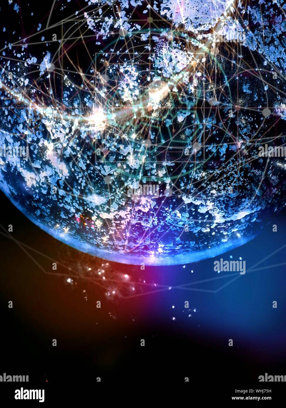 Planet Earth With Lights Stock Photo - Alamy