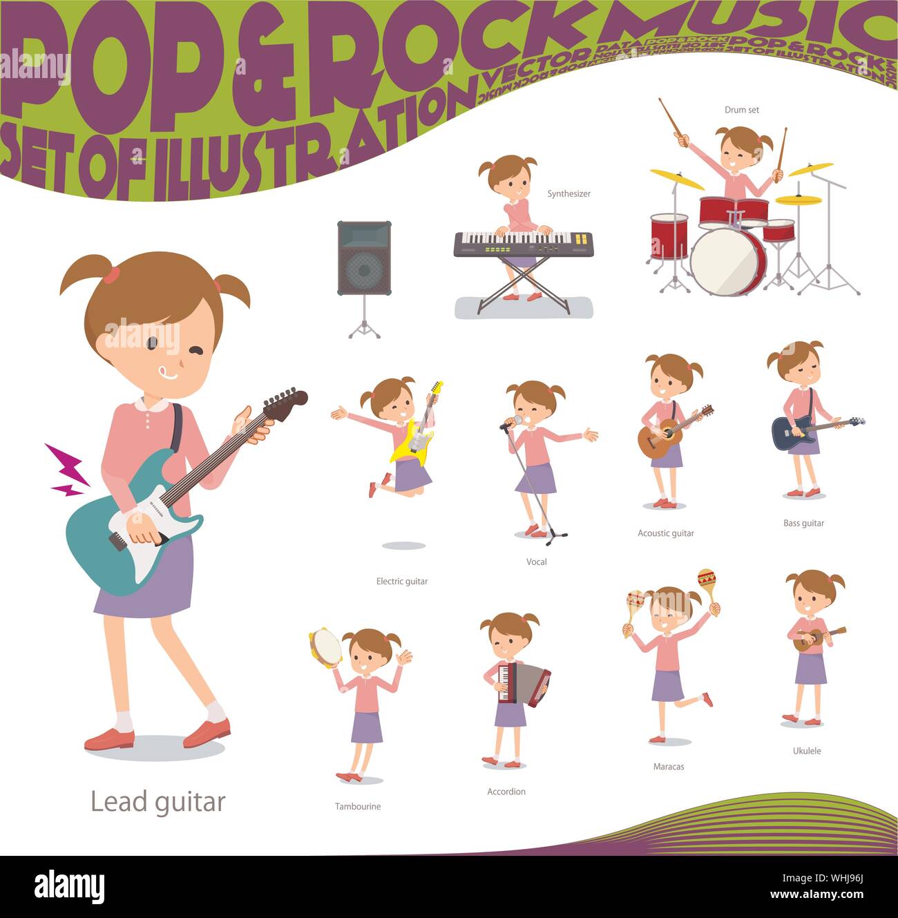 Children playing electric guitar Stock Vector Images - Alamy