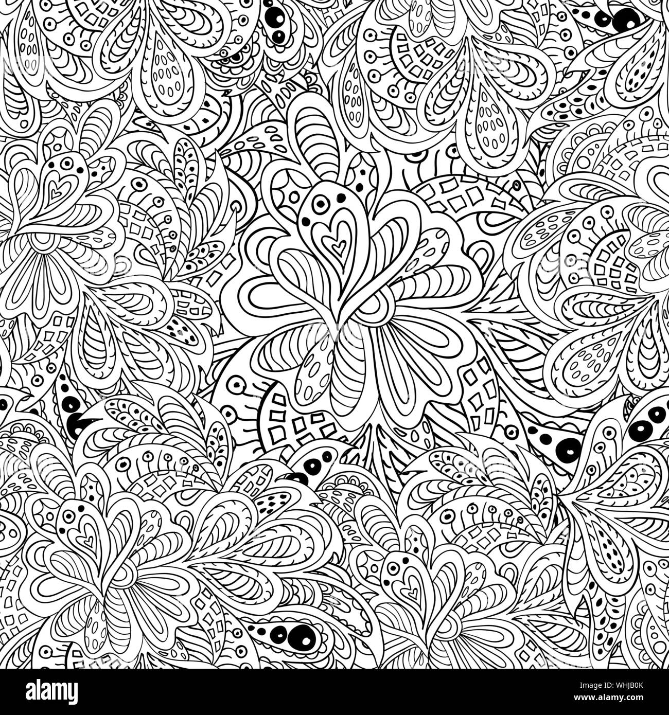 Seamless background ethnic doodle Black and White Stock Photos & Images ...