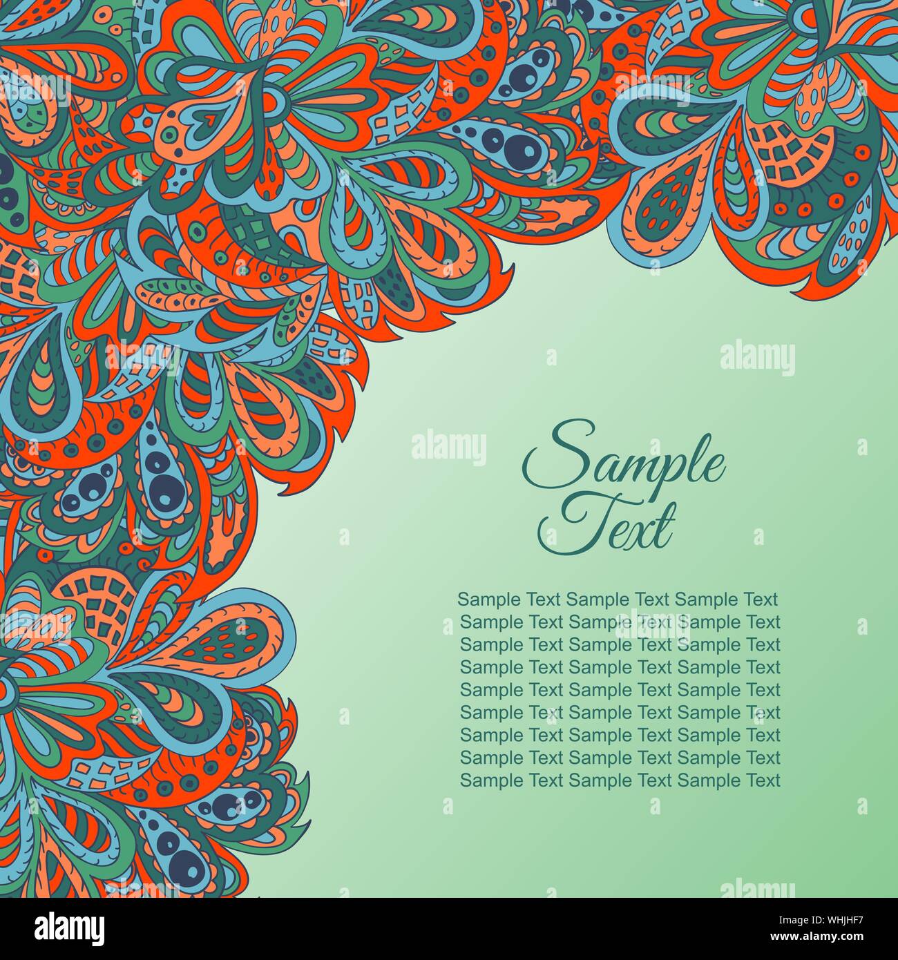 doodle floral ethnic card red and marine Stock Vector Image & Art - Alamy