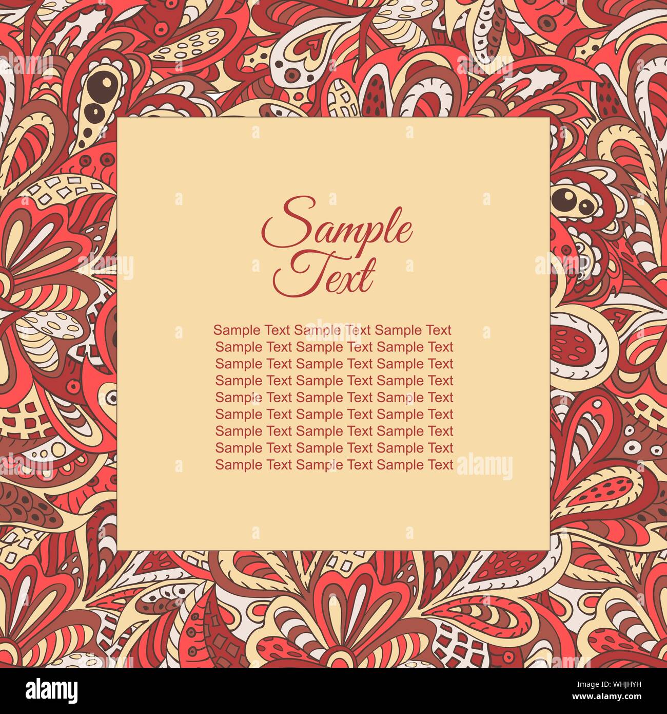 floral doodle ethnic pattern frame rosy and brown for inscriptions ...