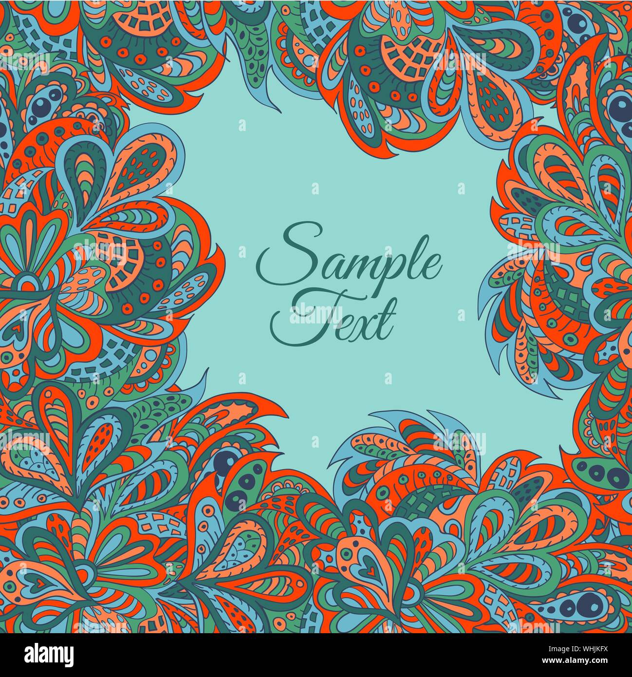 floral ethnic background red and marine colors Stock Vector Image & Art ...