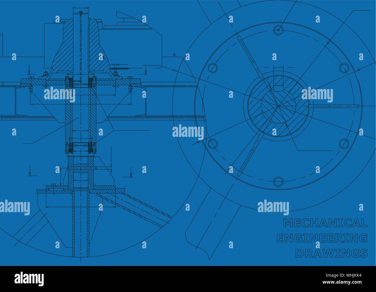 Vector Mechanical engineering drawings. Vector blue background Stock ...