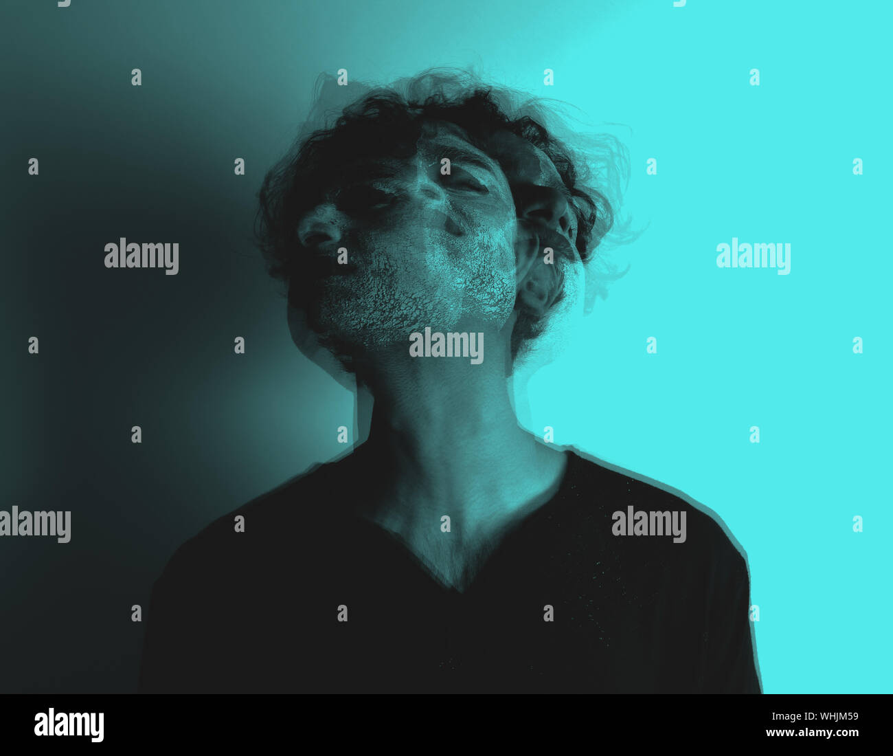 Man face blue background hi-res stock photography and images - Alamy