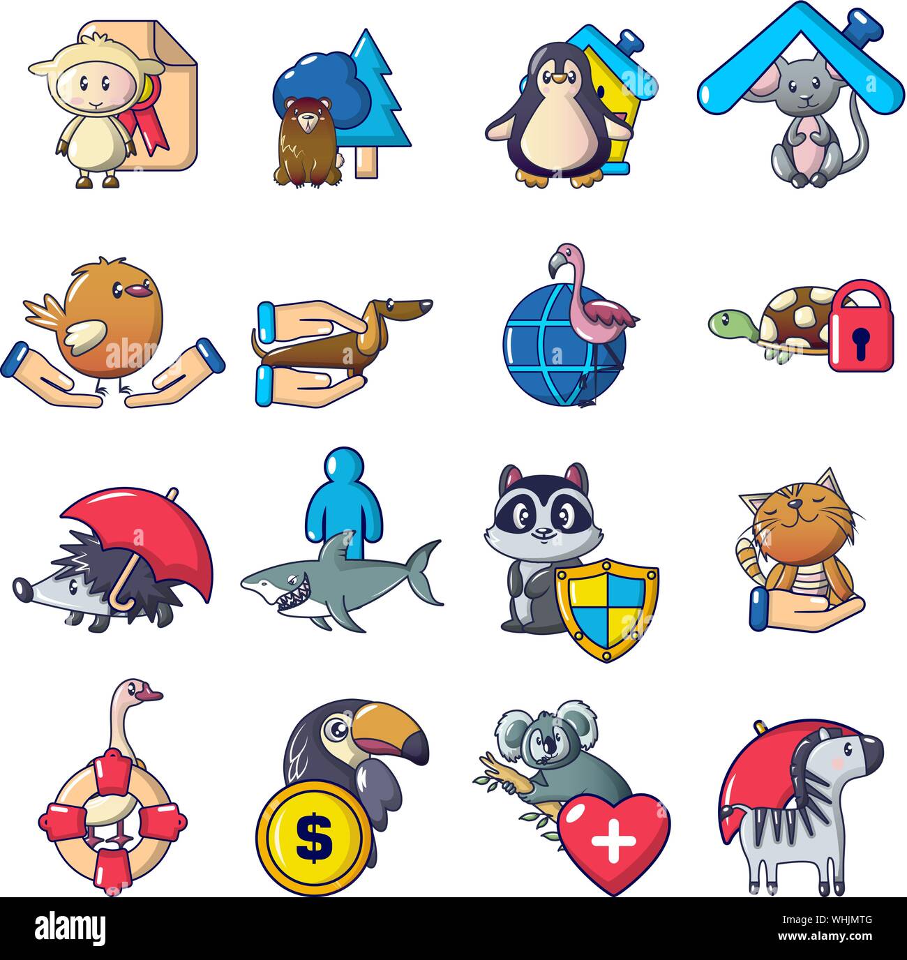 Animal protection icons set, cartoon style Stock Vector Image & Art - Alamy