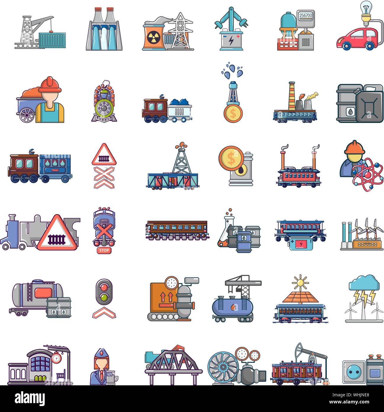 Energy Transfer Icons Set Cartoon Style Stock Vector Image And Art Alamy