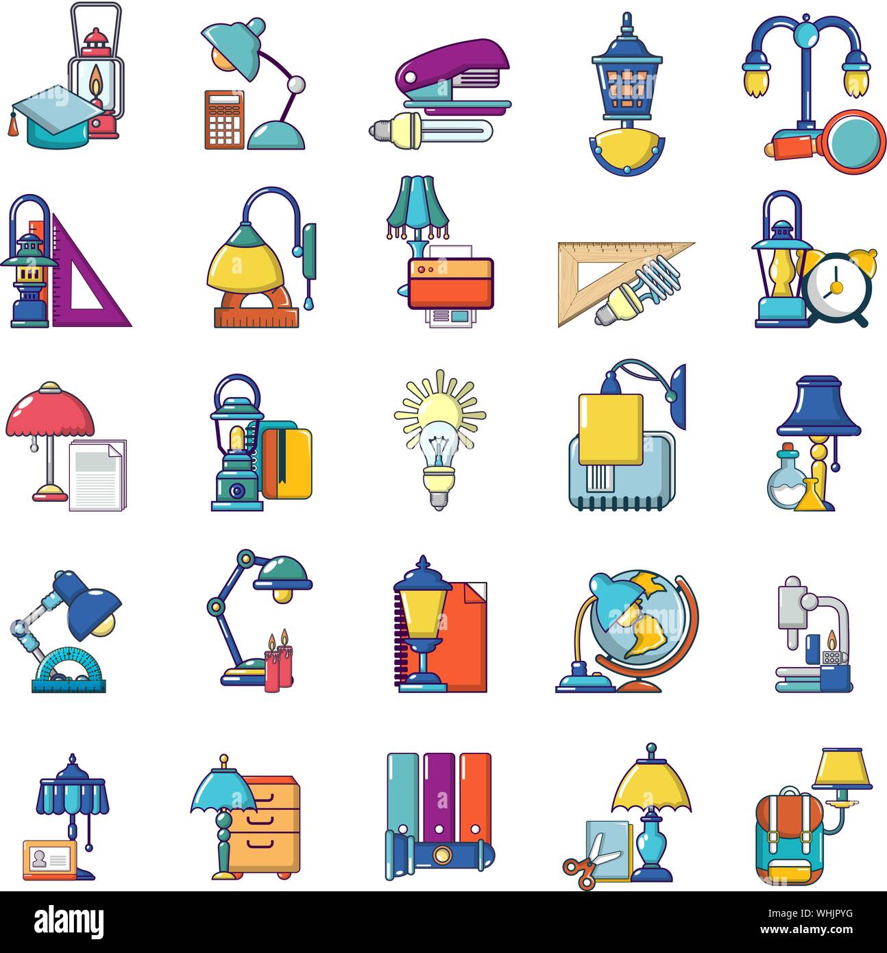 Night study icons set, cartoon style Stock Vector Image & Art - Alamy