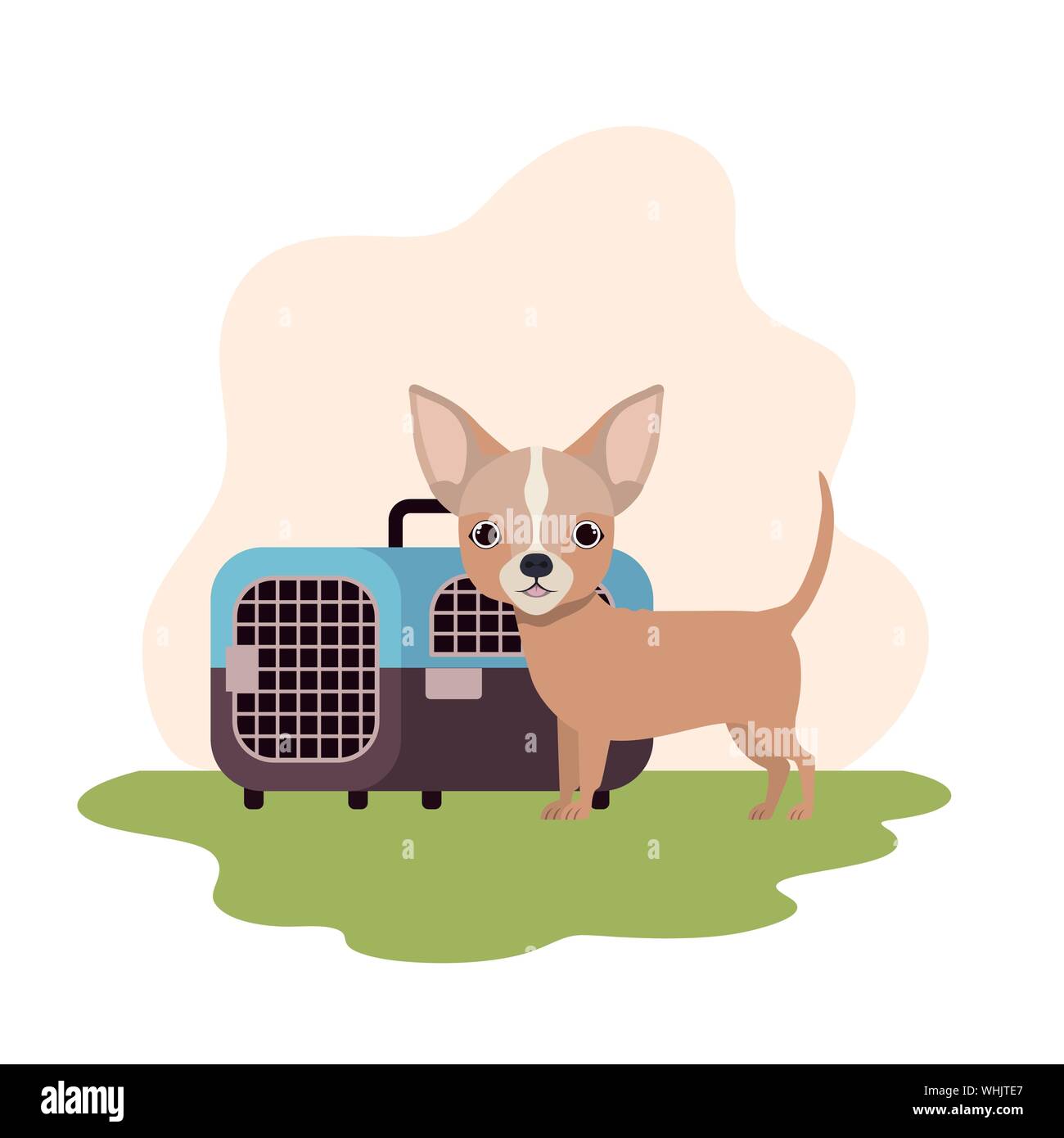 dog and pet transport box with background landscape Stock Vector Image ...