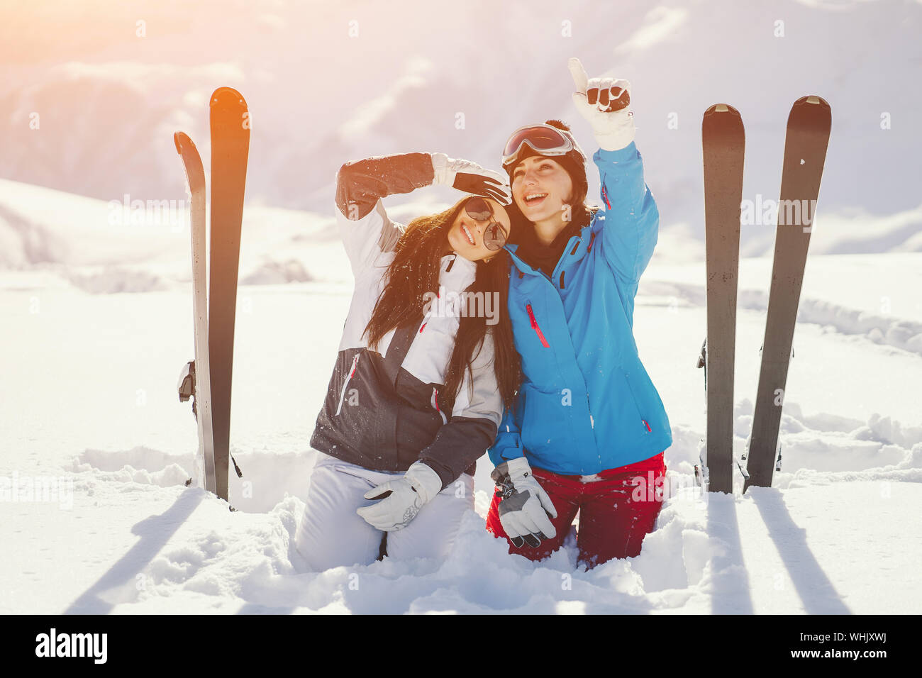 girls with ski Stock Photo - Alamy